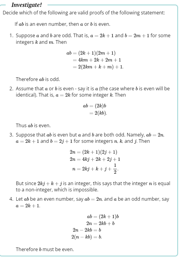 Solved Investigate! Decide which of the following are valid | Chegg.com