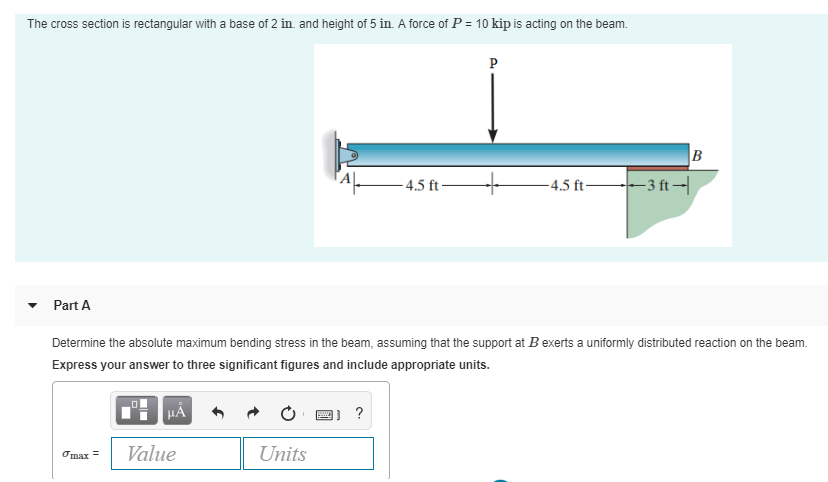 Solved The beam has a rectangular cross section with b 3 in. | Chegg.com
