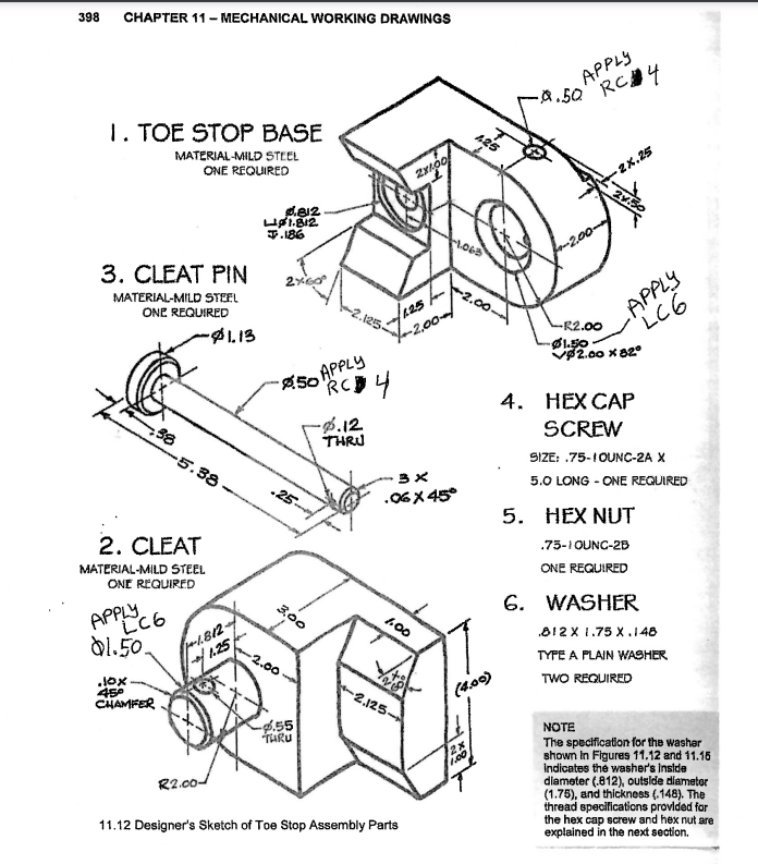 Solved 398 CHAPTER 11 - MECHANICAL WORKING DRAWINGS 1. TOE | Chegg.com