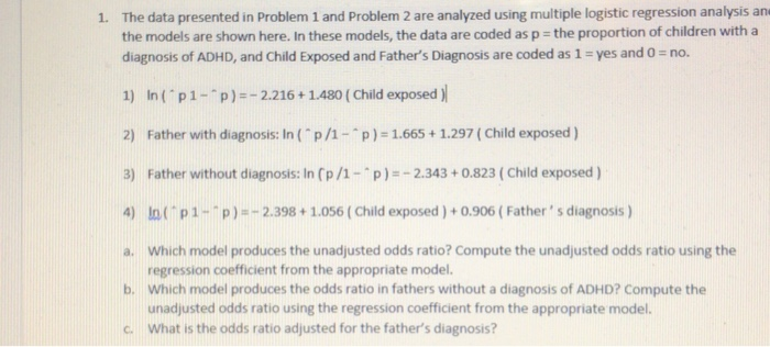 Solved The data presented in Problem 1 and Problem 2 are | Chegg.com