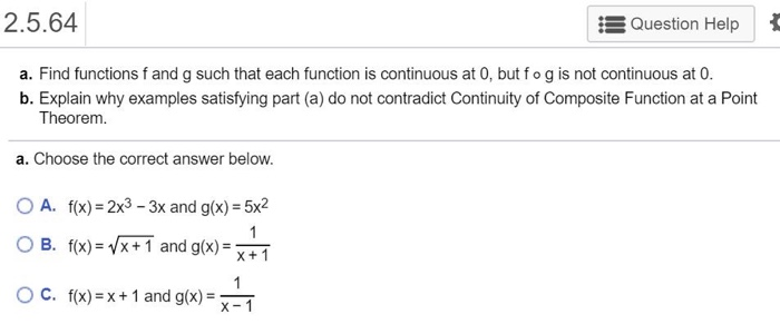 Solved 2.5.64 ǐΞ Question Help a. Find functions f and g | Chegg.com