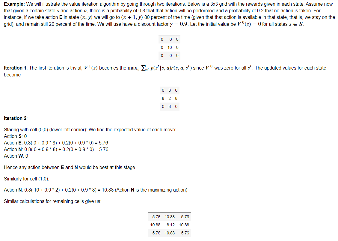 Value Iteration For larger problems we need to | Chegg.com