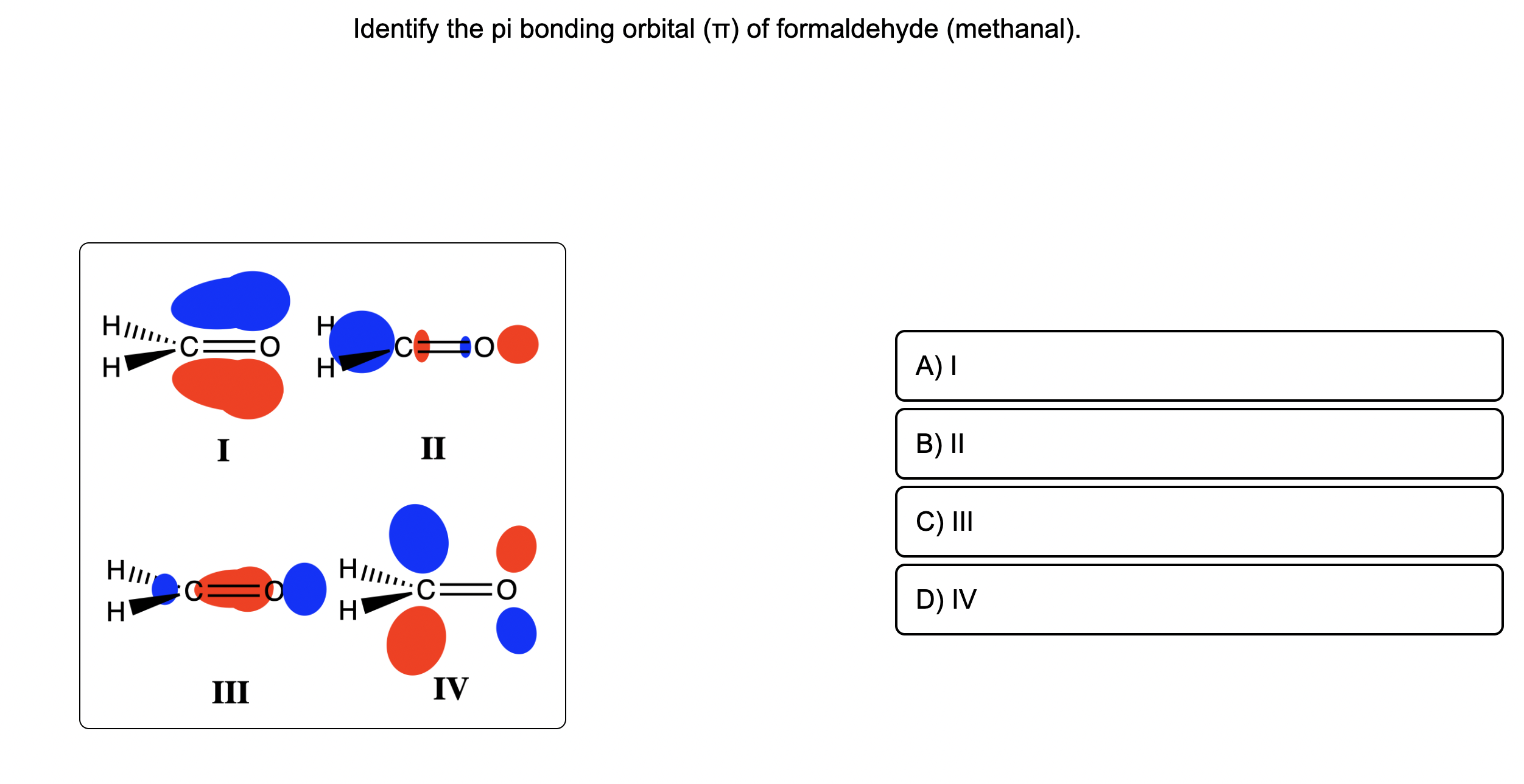 Solved Identify the pi bonding orbital ( π) of formaldehyde | Chegg.com