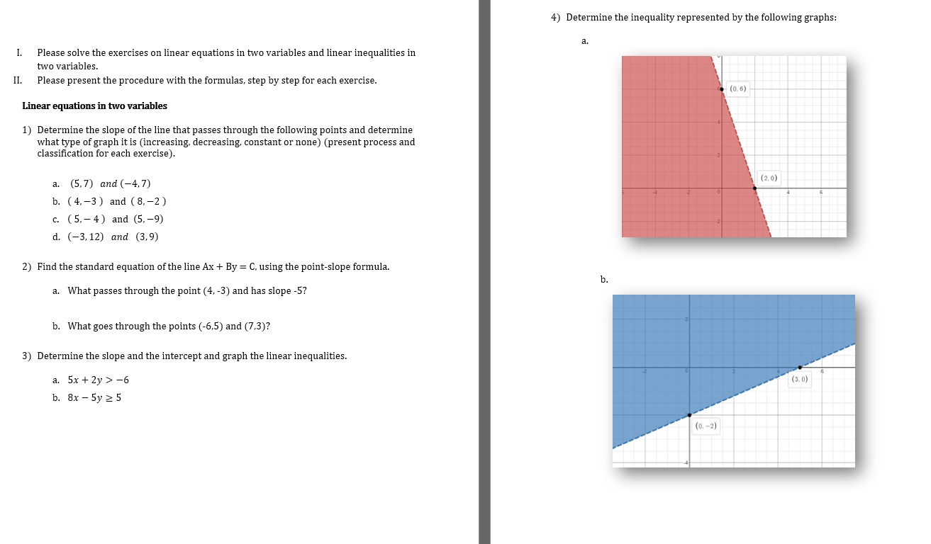 Solved Linear models in two (2) variables Can you help me | Chegg.com