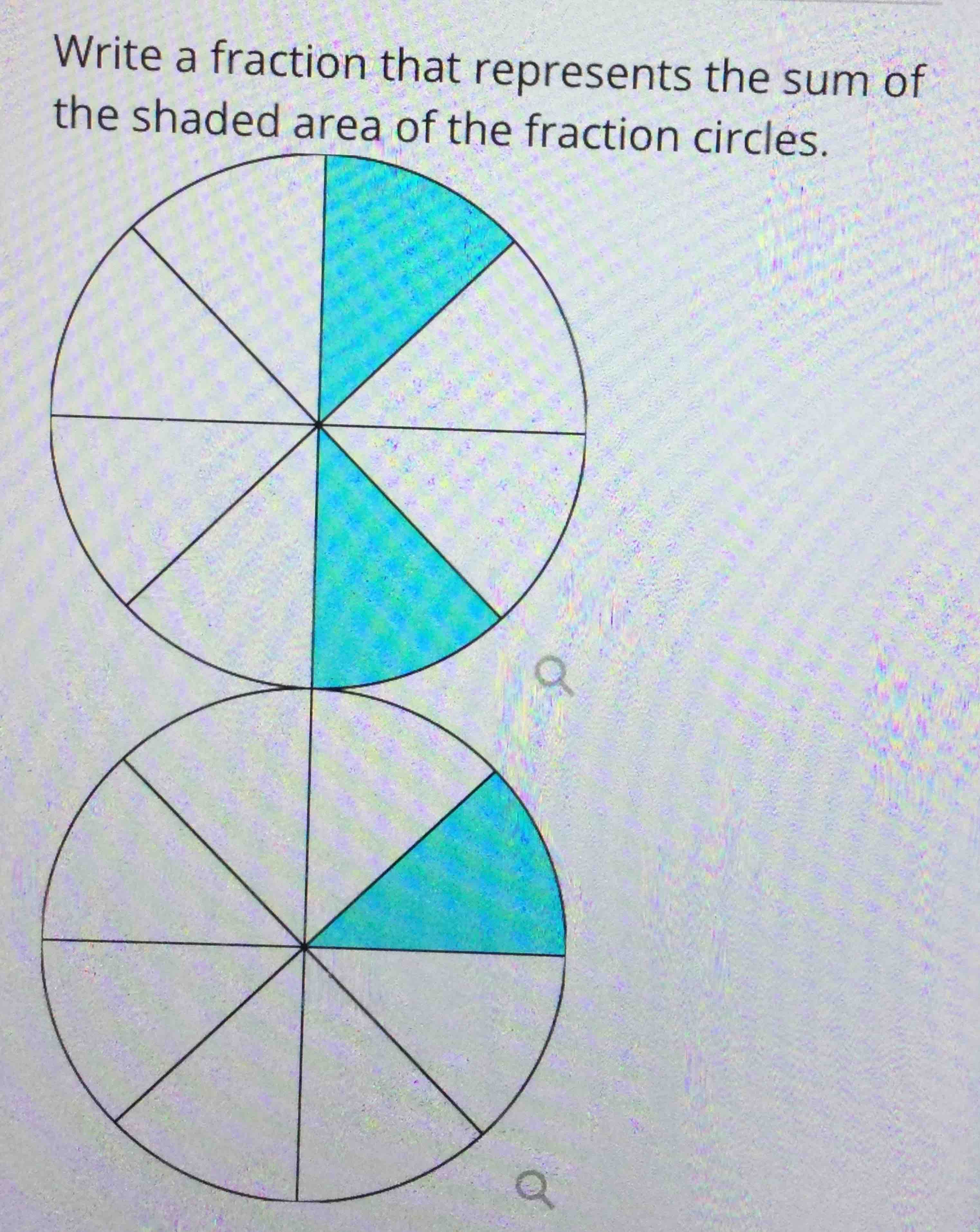Solved Write a fraction that represents the sum ofthe shaded | Chegg.com