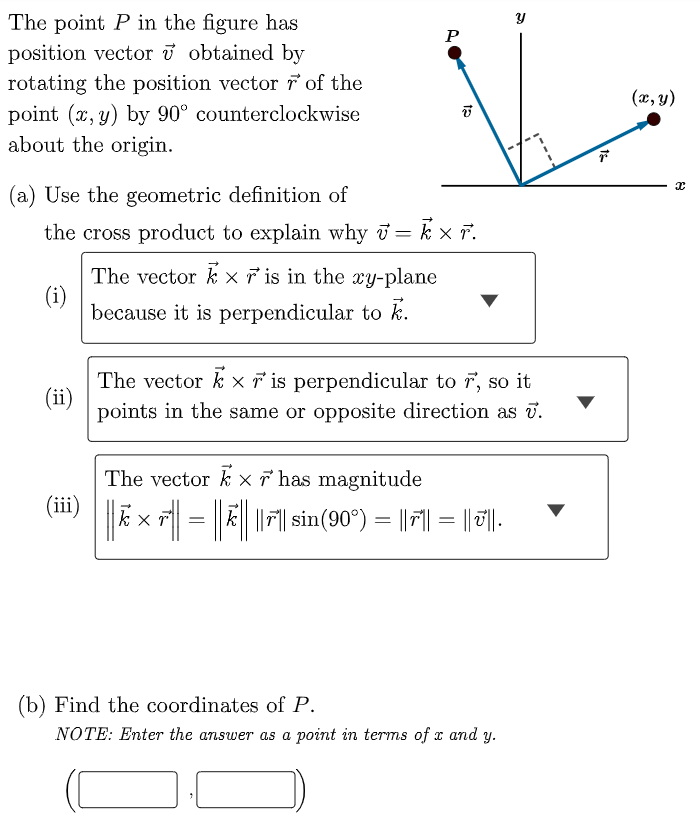 Solved The point P in the figure has position vector v | Chegg.com
