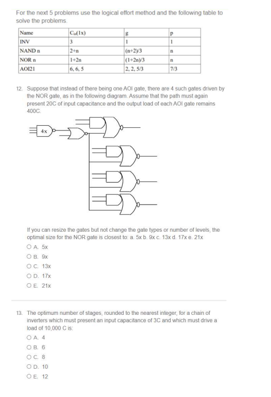 Solved For the next 5 problems use the logical effort method | Chegg.com