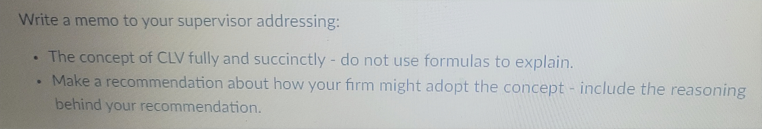 Solved Write a memo to your supervisor addressing: - The | Chegg.com