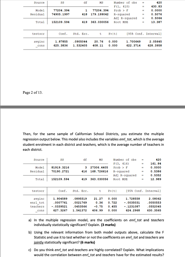 Solved Source SS df MS Model Residual 77204.394 74905. 1997 | Chegg.com