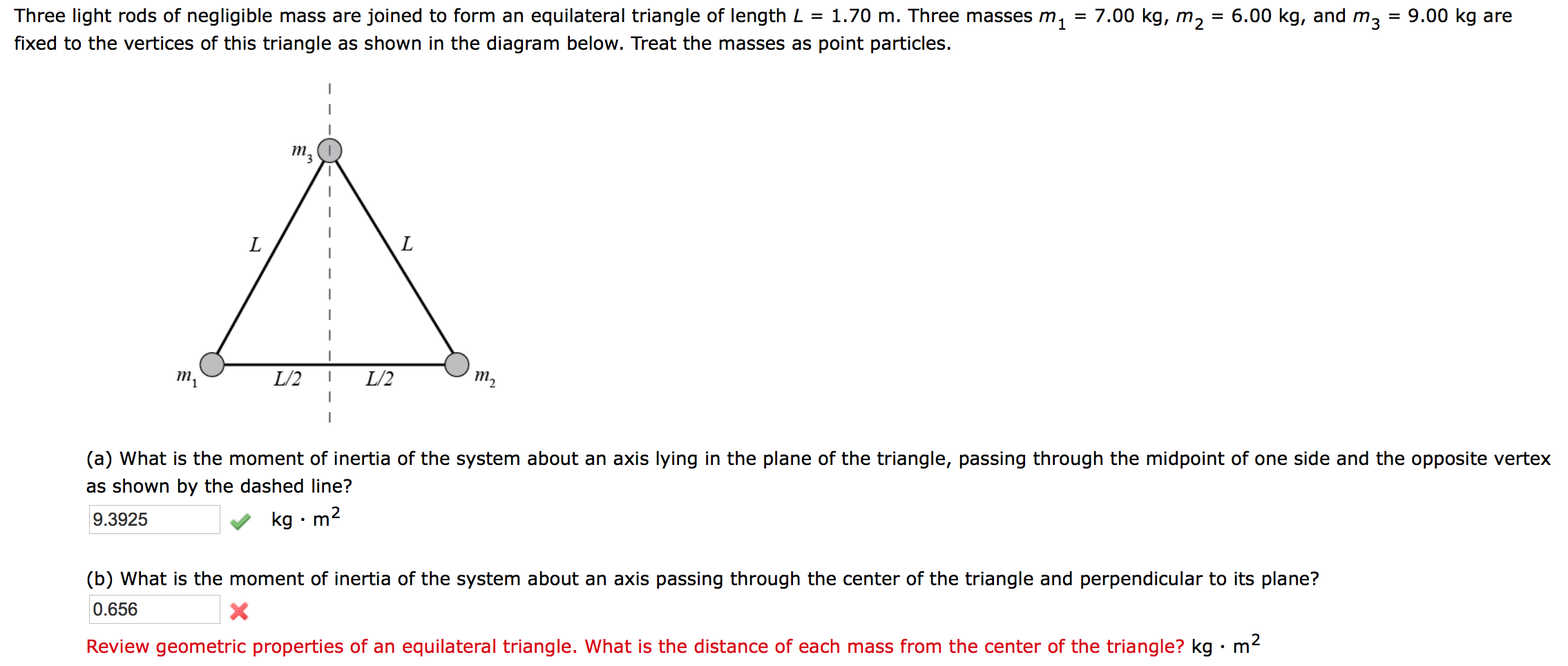 Solved Three light rods of negligible mass are joined to | Chegg.com