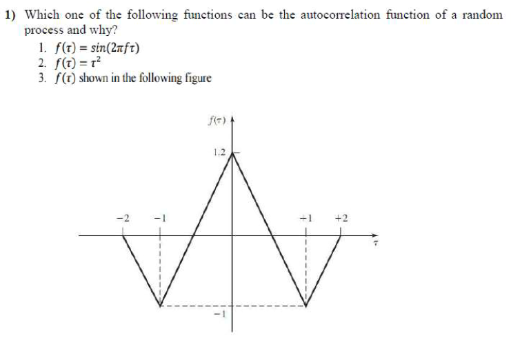 Solved 1) Which one of the following functions can be the | Chegg.com