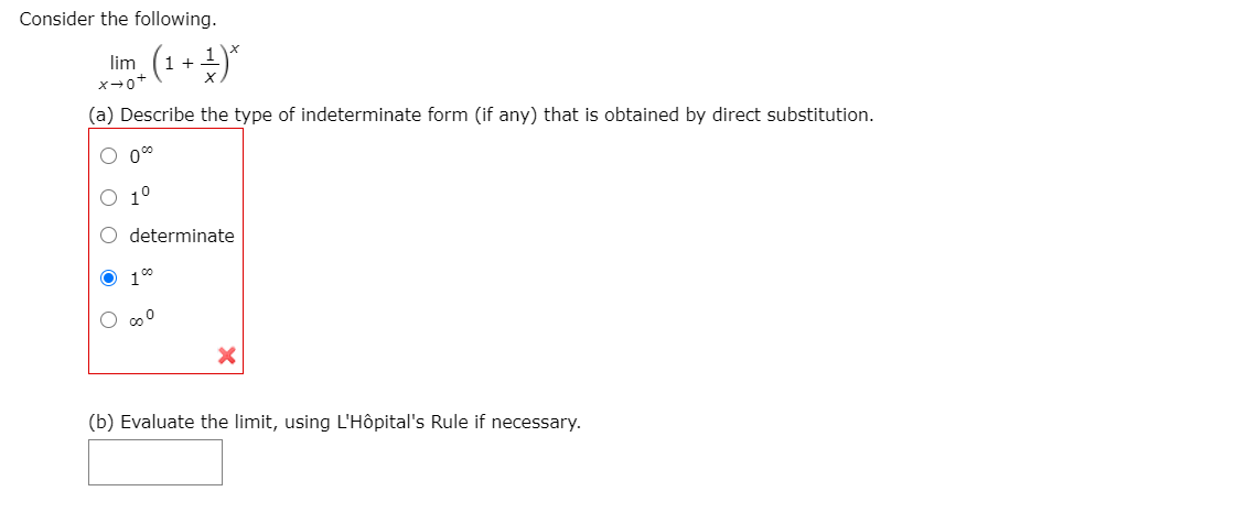 Solved Consider the following. lim: (1 + ) x0+ (a) Describe | Chegg.com