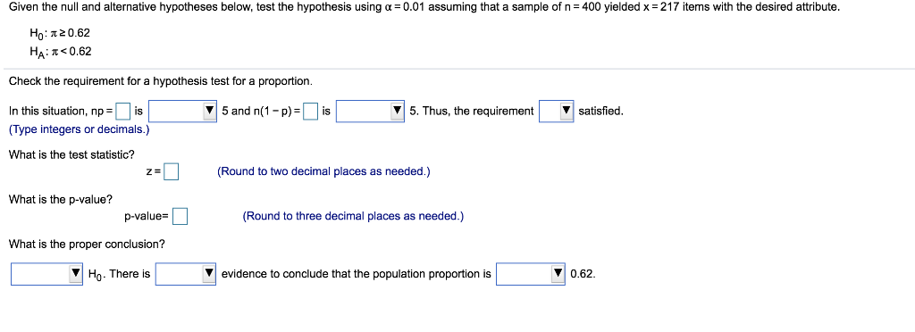 Solved Given The Null And Alternative Hypotheses Below