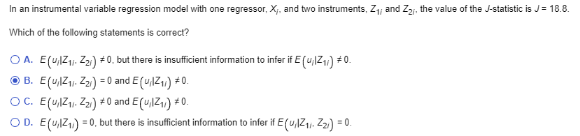 In an instrumental variable regression model with one | Chegg.com