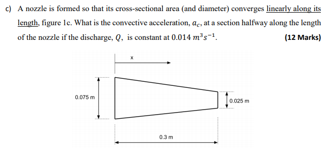 Solved c) A nozzle is formed so that its cross-sectional | Chegg.com