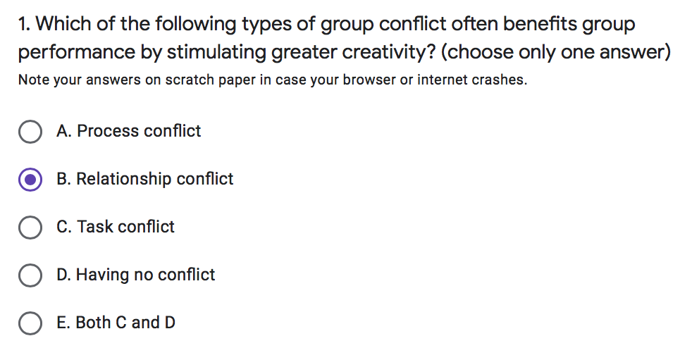 Solved 1. Which of the following types of group conflict | Chegg.com