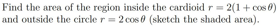 Solved Find the area of the region inside the cardioid r = | Chegg.com