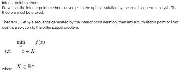 Interior point method: Prove that the interior point | Chegg.com