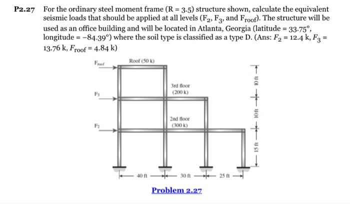Solved P2.27 For the ordinary steel moment frame (R- 3.5) | Chegg.com