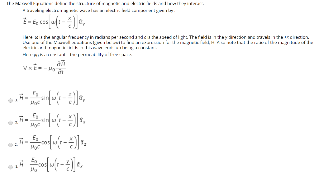 Solved The Maxwell Equations define the structure of | Chegg.com