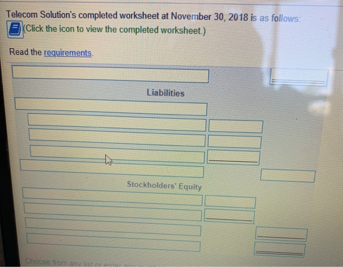Solved 6/14/2019 Telecom Solution Worksheet November 30, | Chegg.com
