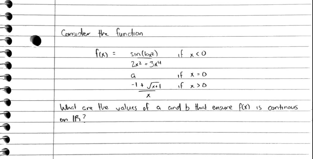 Solved Consider the function f(x)=2x2+3x4sin(bx2) if | Chegg.com