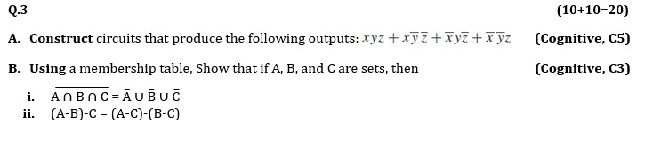 Solved Q.3 (10+10=20) (Cognitive, C5) A. Construct circuits | Chegg.com
