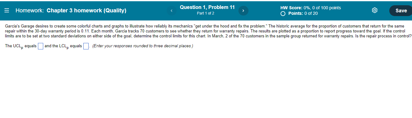 Solved = Homework: Chapter 3 homework (Quality) Question 1, | Chegg.com