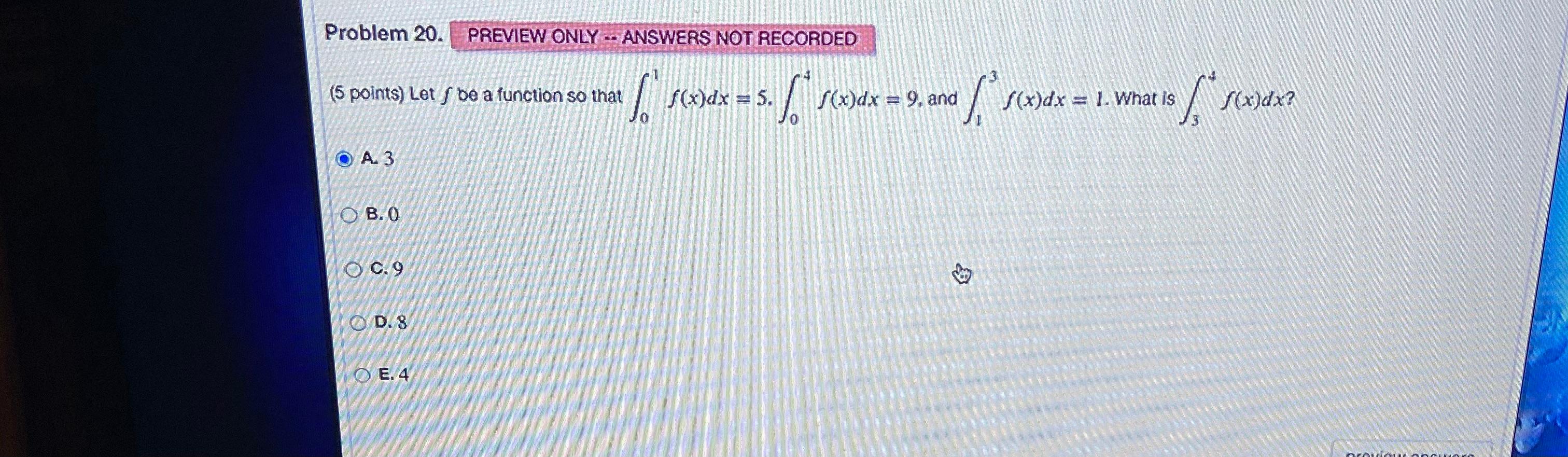 Solved Problem 20. PREVIEW ONLY -- ANSWERS NOT RECORDED (5 | Chegg.com