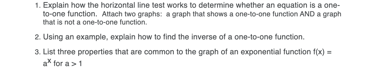 Solved 1. Explain how the horizontal line test works to | Chegg.com