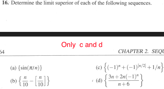 Determine the limit superior of each of the following | Chegg.com