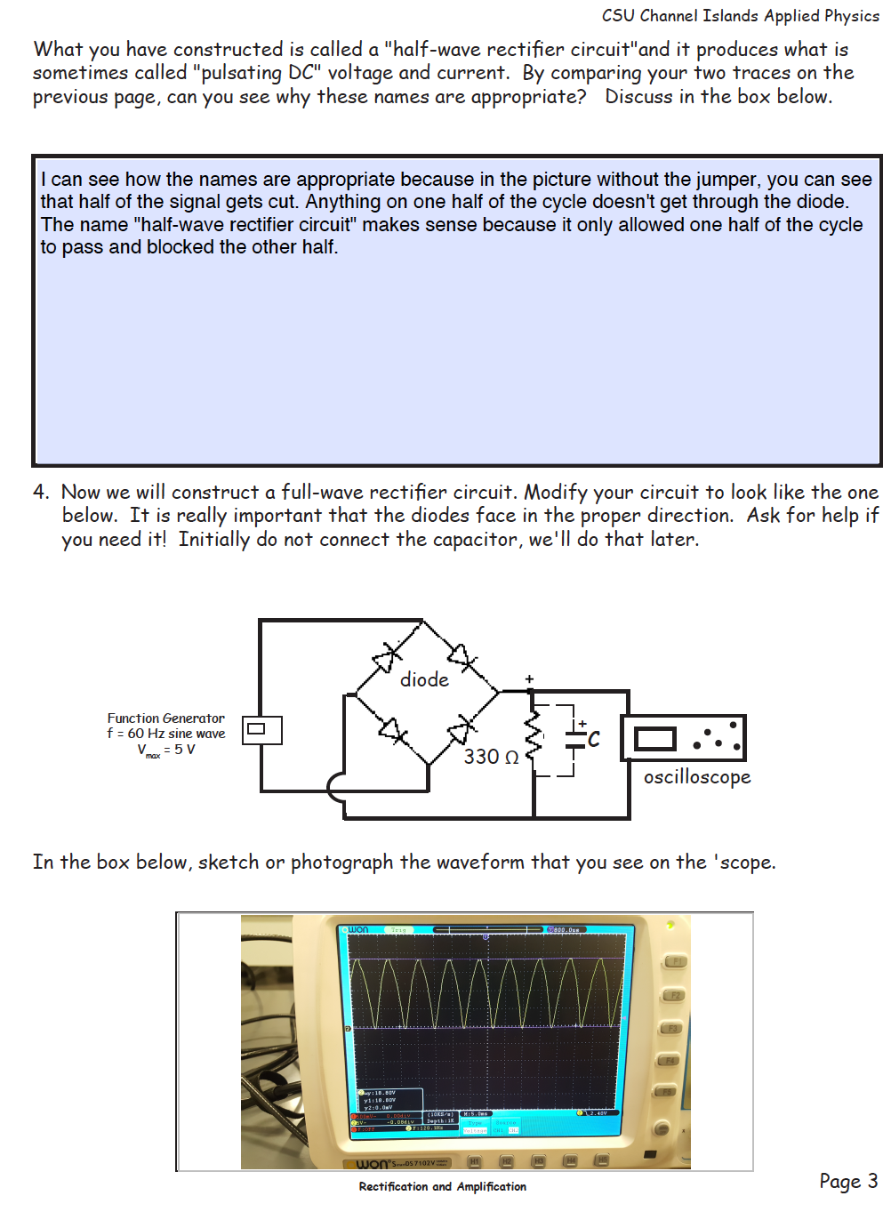 Solved Part I Rectification of an AC Signal 1. On your | Chegg.com