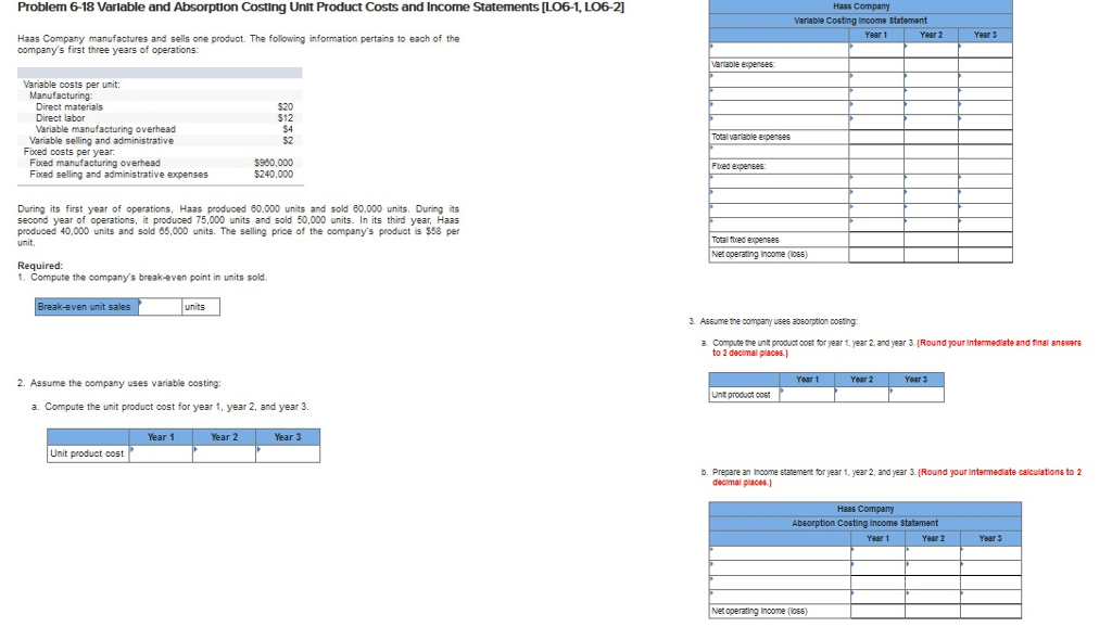 Solved Problem 6-18 Variable and Absorption Costing Unlt | Chegg.com