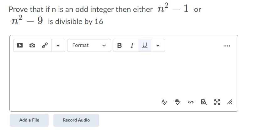 Solved Prove That If N Is An Odd Integer Then Either N2 1 0927
