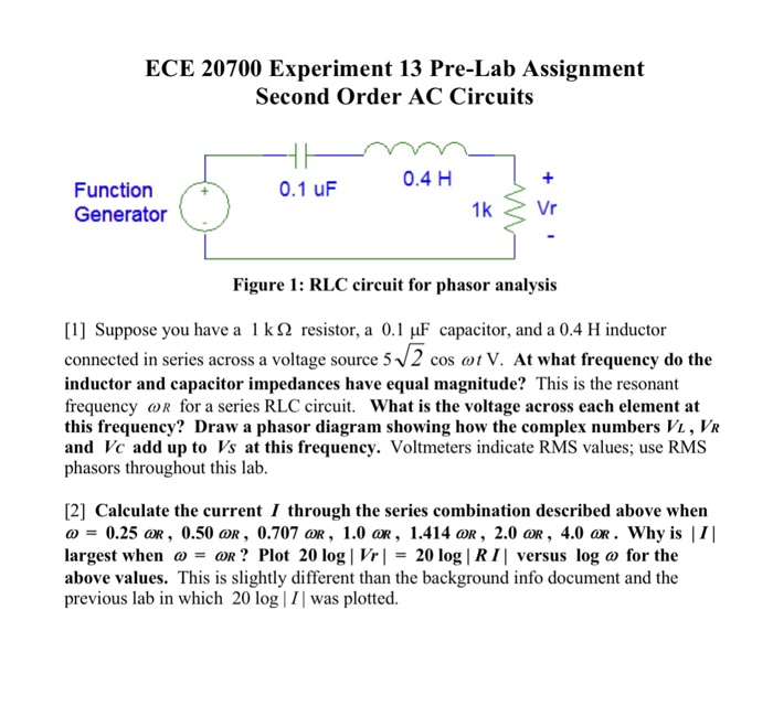 Solved ECE 20700 Experiment 13 Pre-Lab Assignment Second | Chegg.com