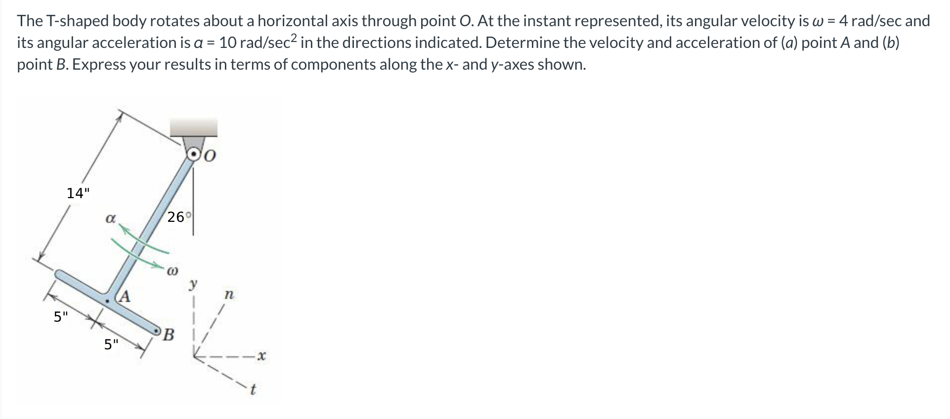 The T-shaped body rotates about a horizontal axis | Chegg.com