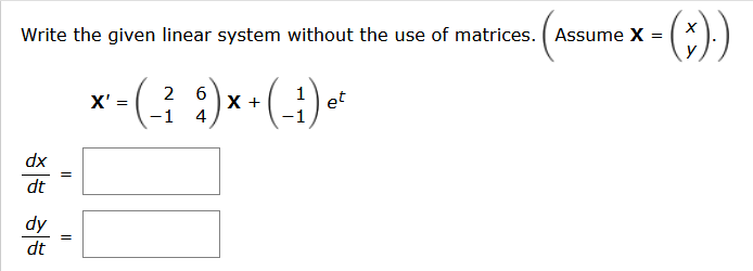 Solved Write the given linear system without the use of | Chegg.com