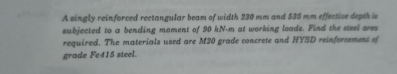 Solved A singly reinforced rectangular beam of width 230 mm | Chegg.com