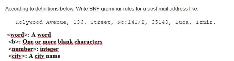 Solved According to definitions below, Write BNF grammar | Chegg.com
