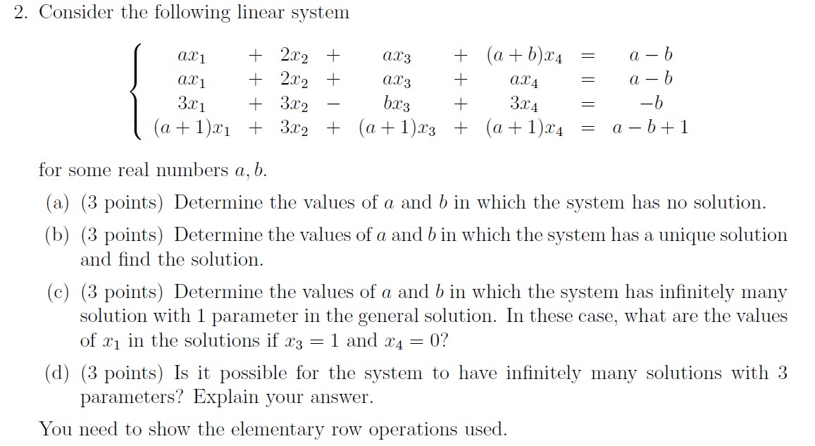 Solved Consider the following linear | Chegg.com