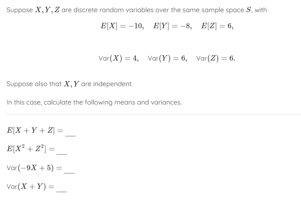 Solved Suppose X, Y, Z are discrete random variables over | Chegg.com