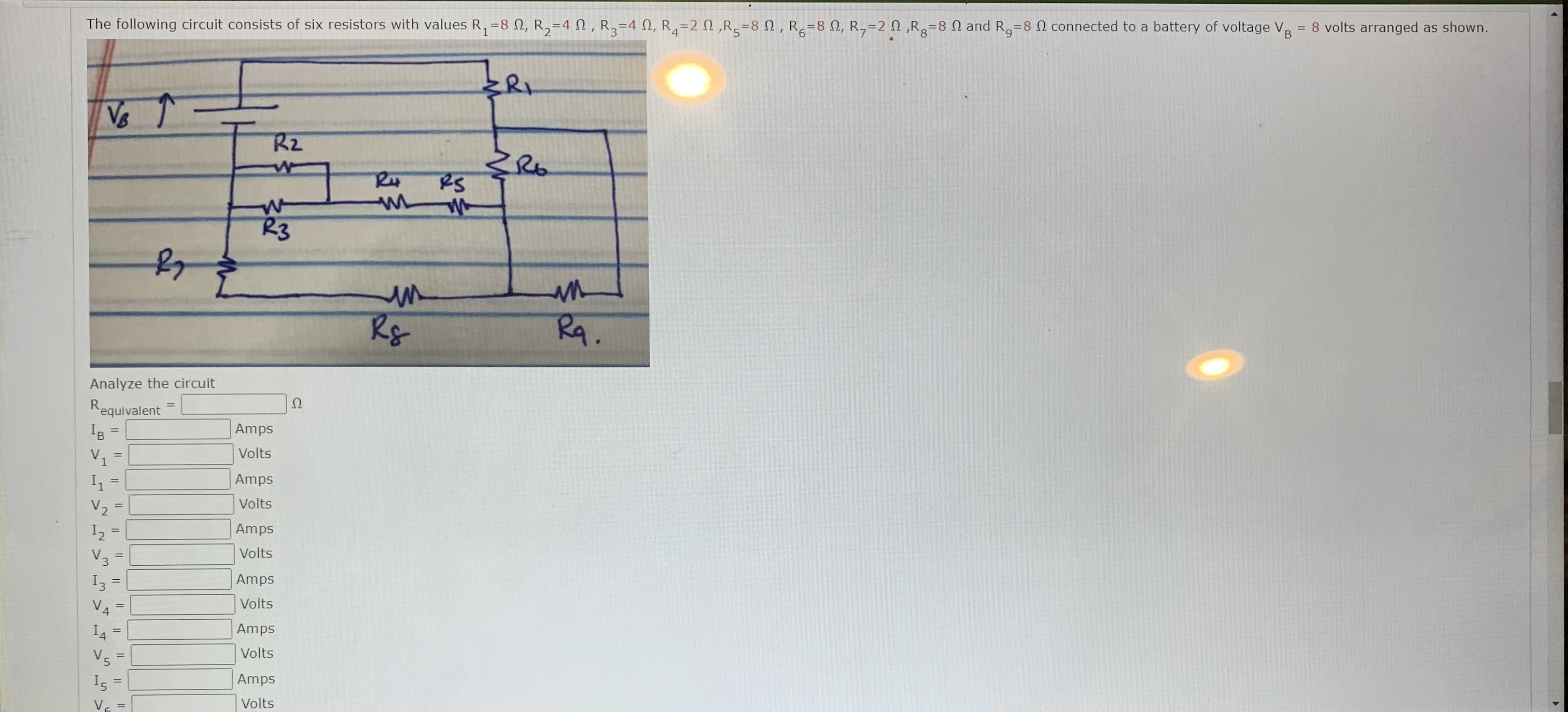 The following circuit consists of six resistors with | Chegg.com