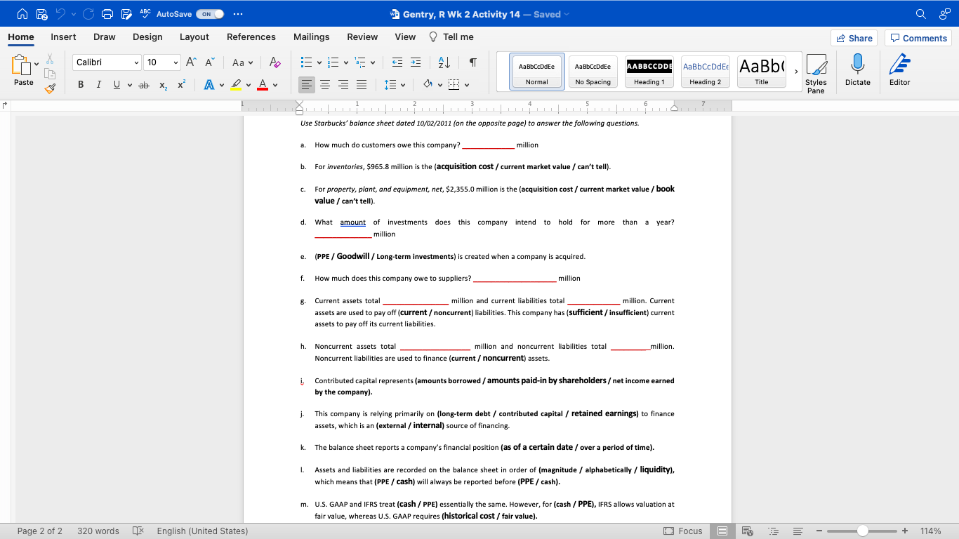 Solved bro ABC AutoSave ON w Gentry, R Wk 2 Activity 14 - | Chegg.com