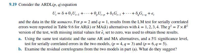 Using R Markdown to solve 9.19 from the POE5 | Chegg.com