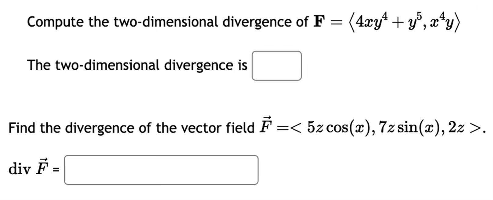 Solved Compute the two-dimensional divergence of | Chegg.com