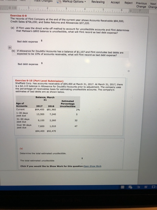 Solved s Markup Options . Reviewing Accept Reject Previous | Chegg.com