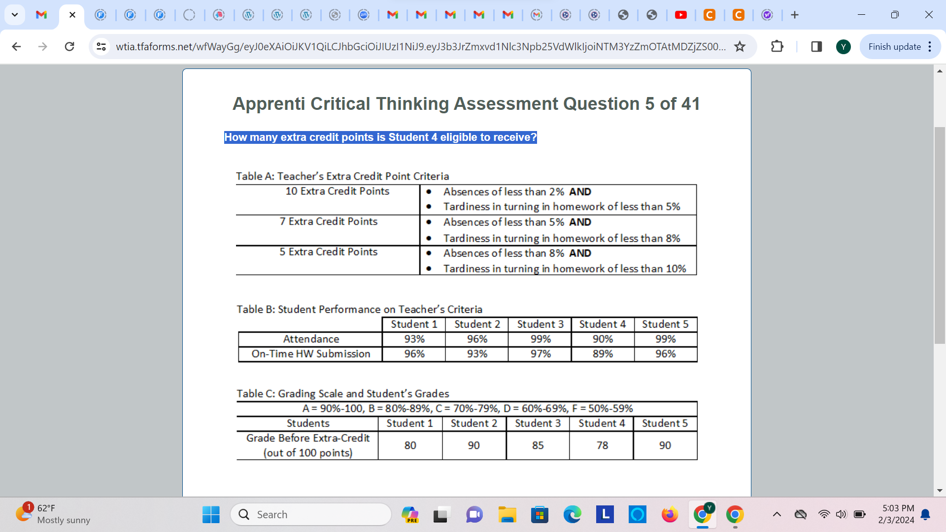 How many extra credit points is Student 4 ﻿eligible | Chegg.com