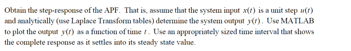 Solved Obtain the step-response of the APF. That is, assume | Chegg.com