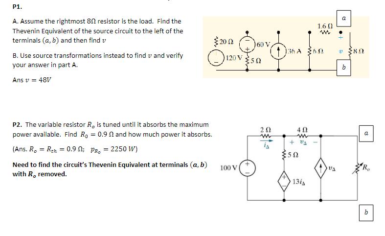 Solved A. Assume the rightmost 8Ω resistor is the load. Find | Chegg.com