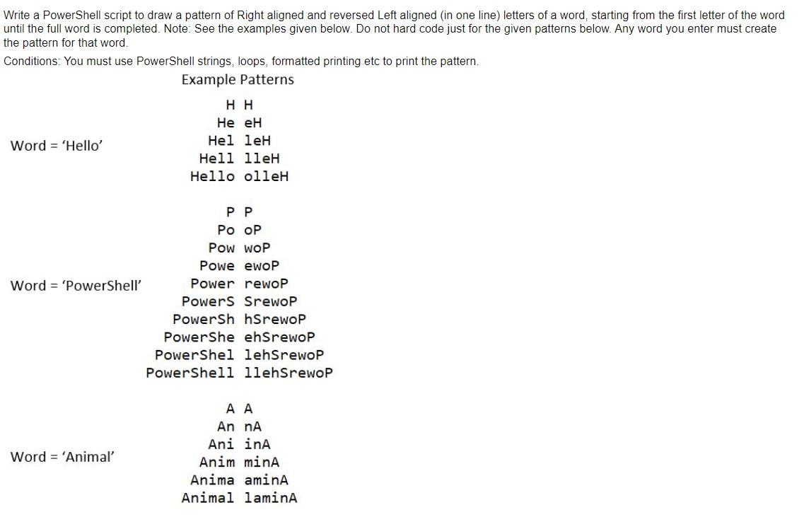 Solved Write A Powershell Script To Draw A Pattern Of Right 3788